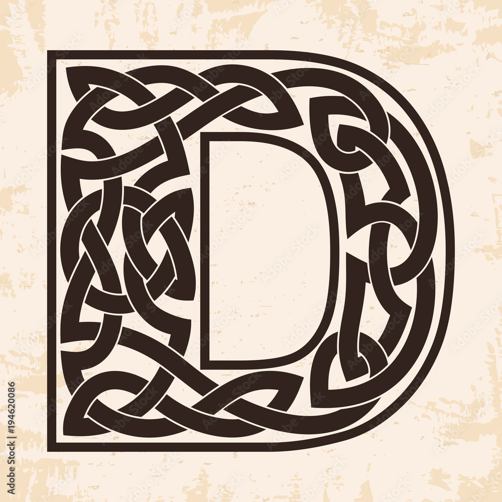 Letter of the English alphabet with Celtic national ornament as ...