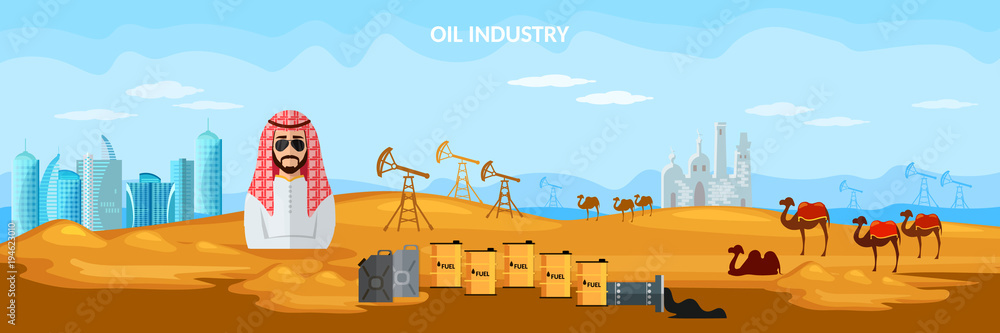 Oil production in Arab countries banner, arab men exploration and ...