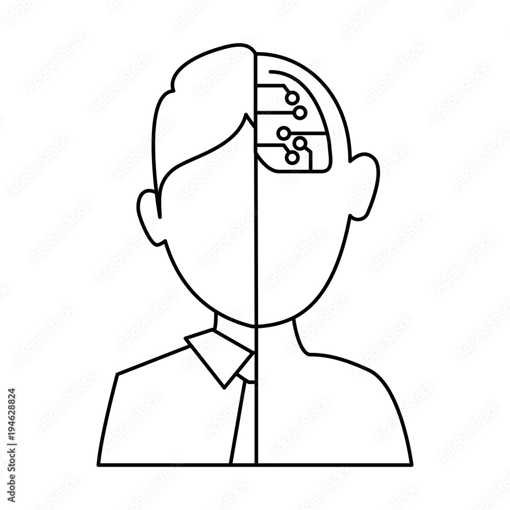 Half Robot Half Human Drawing