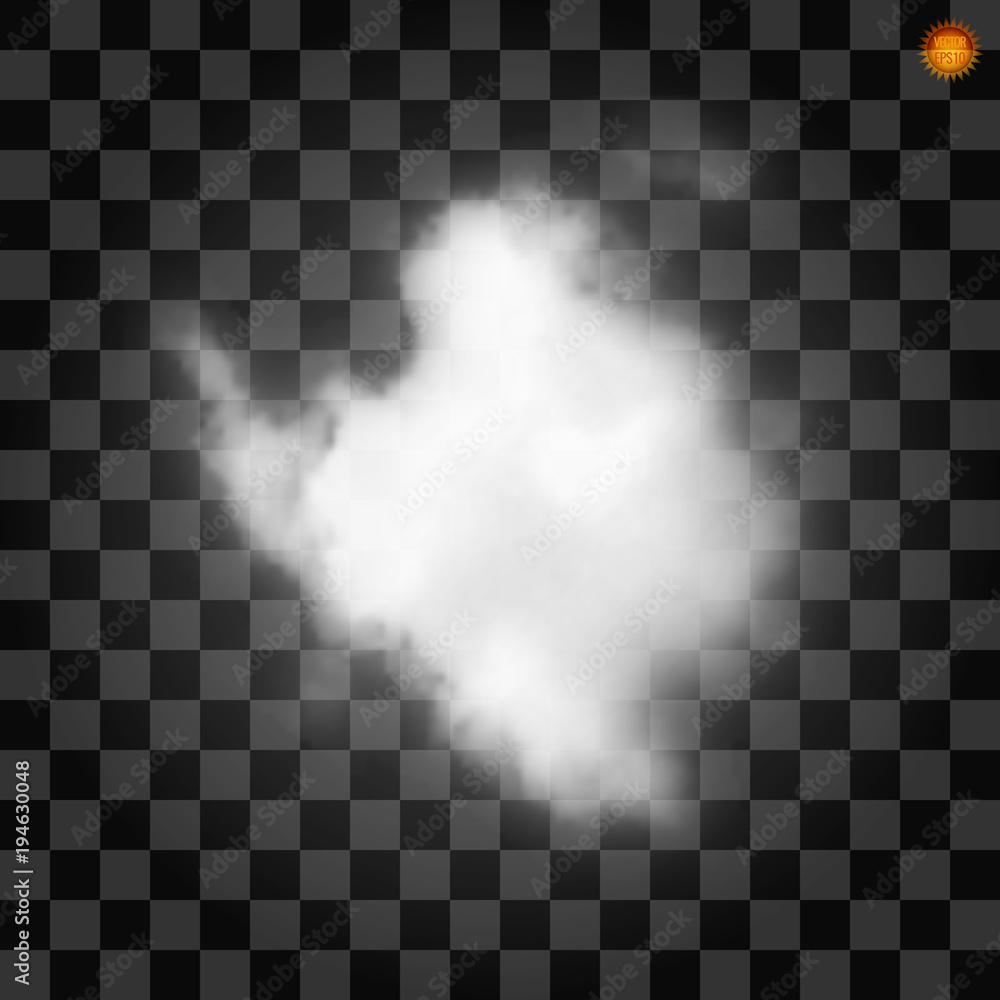 Realistic isolated smoky cloud on transparent background. Fluffy white ...