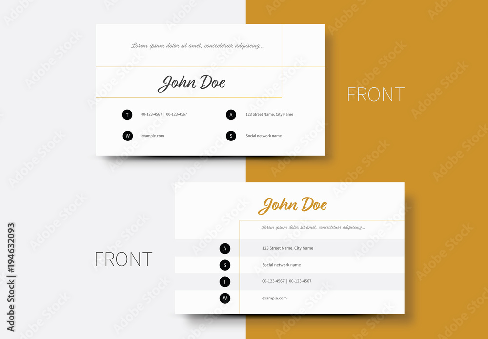 Business Card Layout with Thin Line Element 1 Stock Template | Adobe Stock