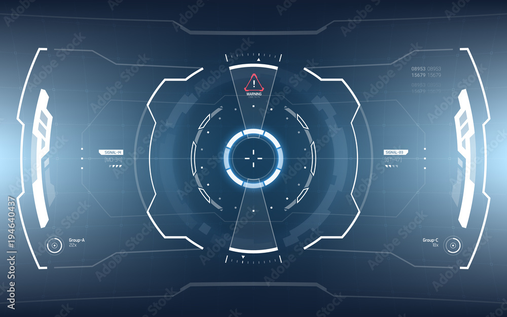 Sci-Fi Futuristic Vector HUD Interface Screen. Virtual Reality View ...