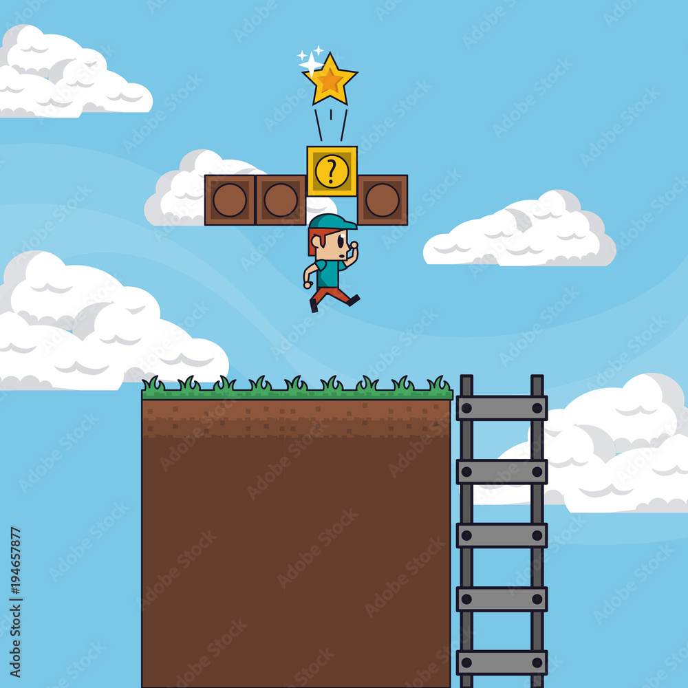 Pixelated game scenery vector illustration graphic design Stock Vector ...