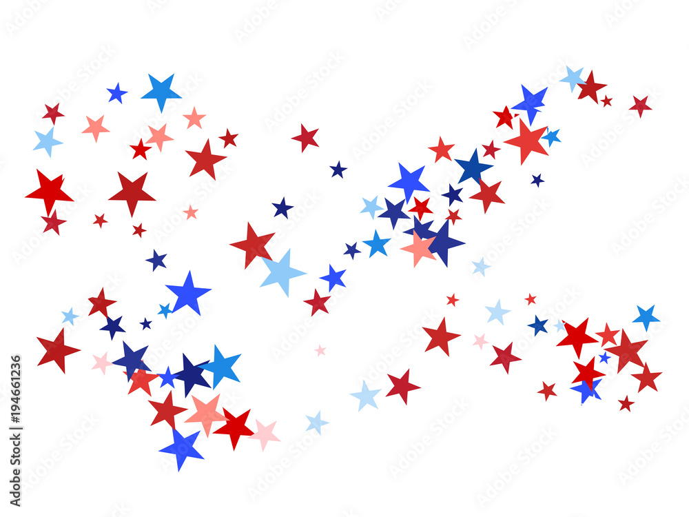 American Patriotic Deign, Vector Blue, Red, White Stars Confetti. Labor ...