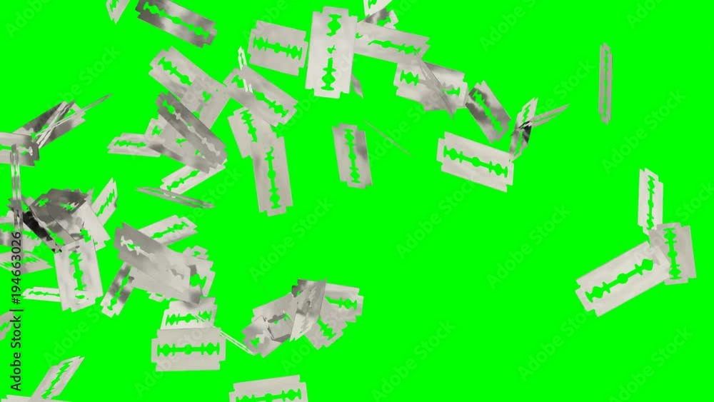 Animated bursting and flying from left to right plain classic razor ...