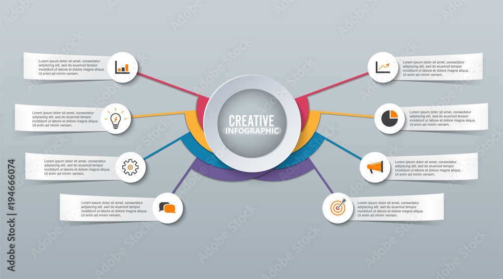 Obraz Vector infographic template with 3D paper label, integrated ...