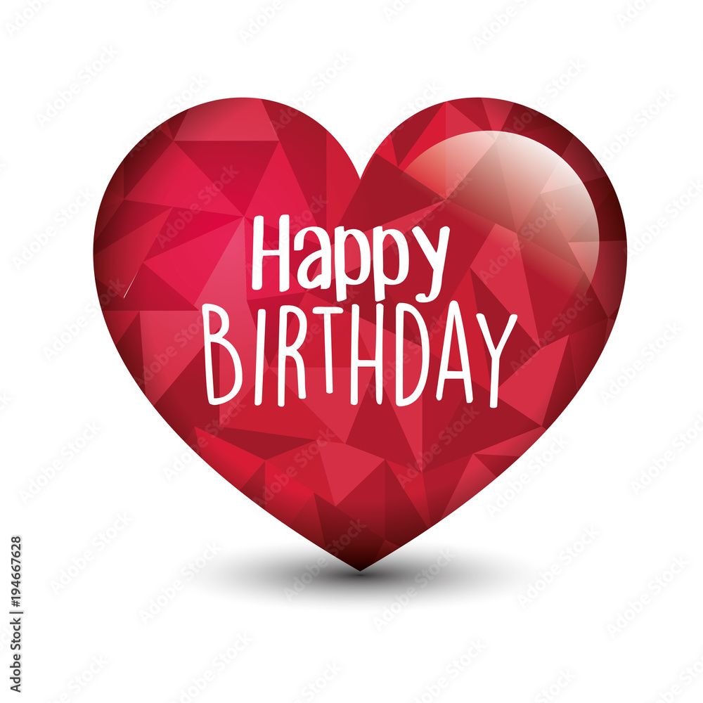 happy birthday card with heart love vector illustration design เวกเตอร์ ...