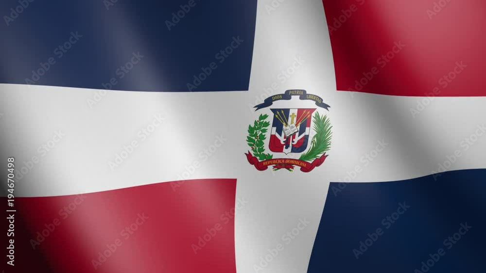 Flag of the Dominican Republic with fabric texture, seamless loop สต็อก ...