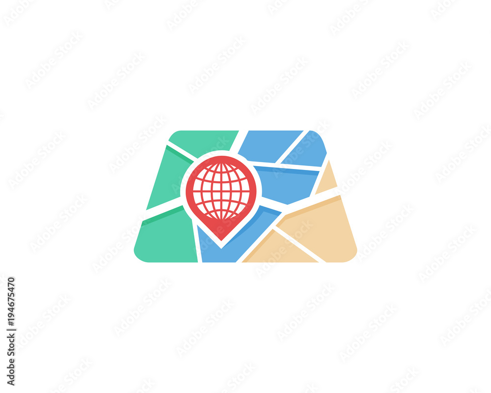 Globe Map Icon Logo Design Element Stock Vector | Adobe Stock