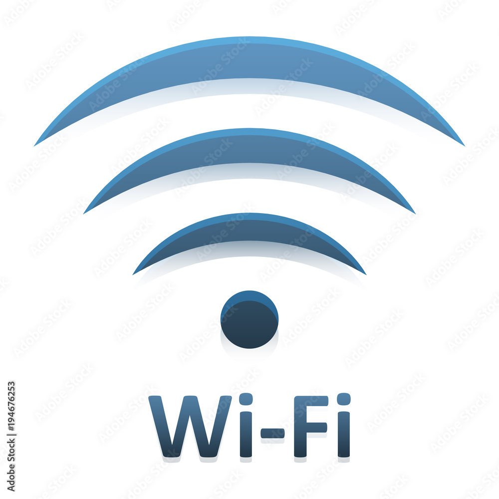 Vector image of logotype Wi Fi connection with mirror reflection on ...