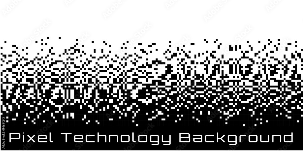 Pixel Abstract technology gradient bw horizontal background. Business ...