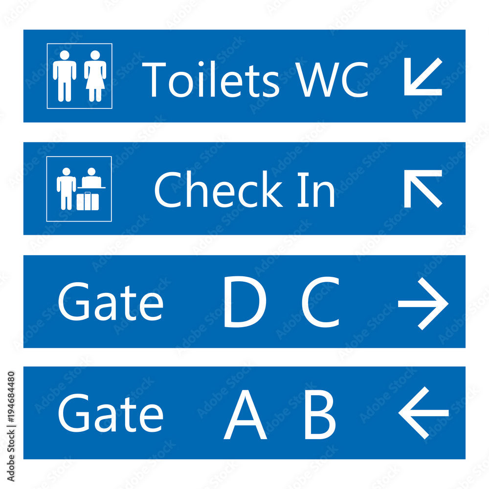 Blue and white Airport Signs template Stock Illustration | Adobe Stock