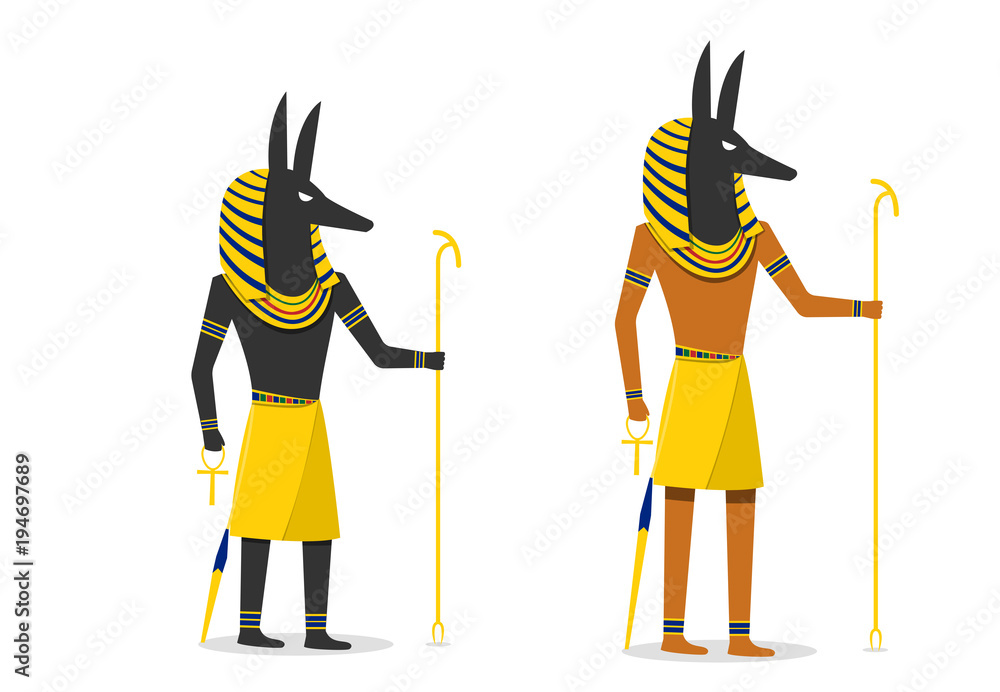 Anubis in flat vector design isolated on white Stock Vector | Adobe Stock