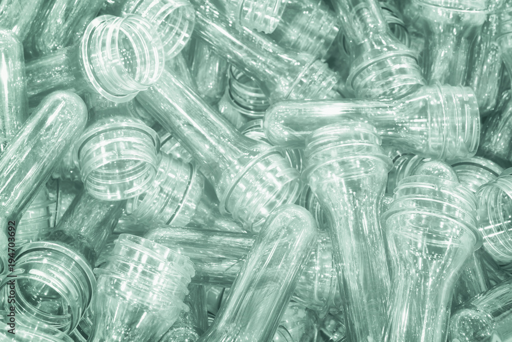 The raw material for plastic bottle blowing process .The sample of ...