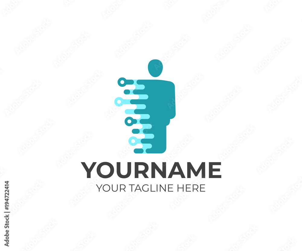 Technology human logo template. Artificial intelligence and robotics ...