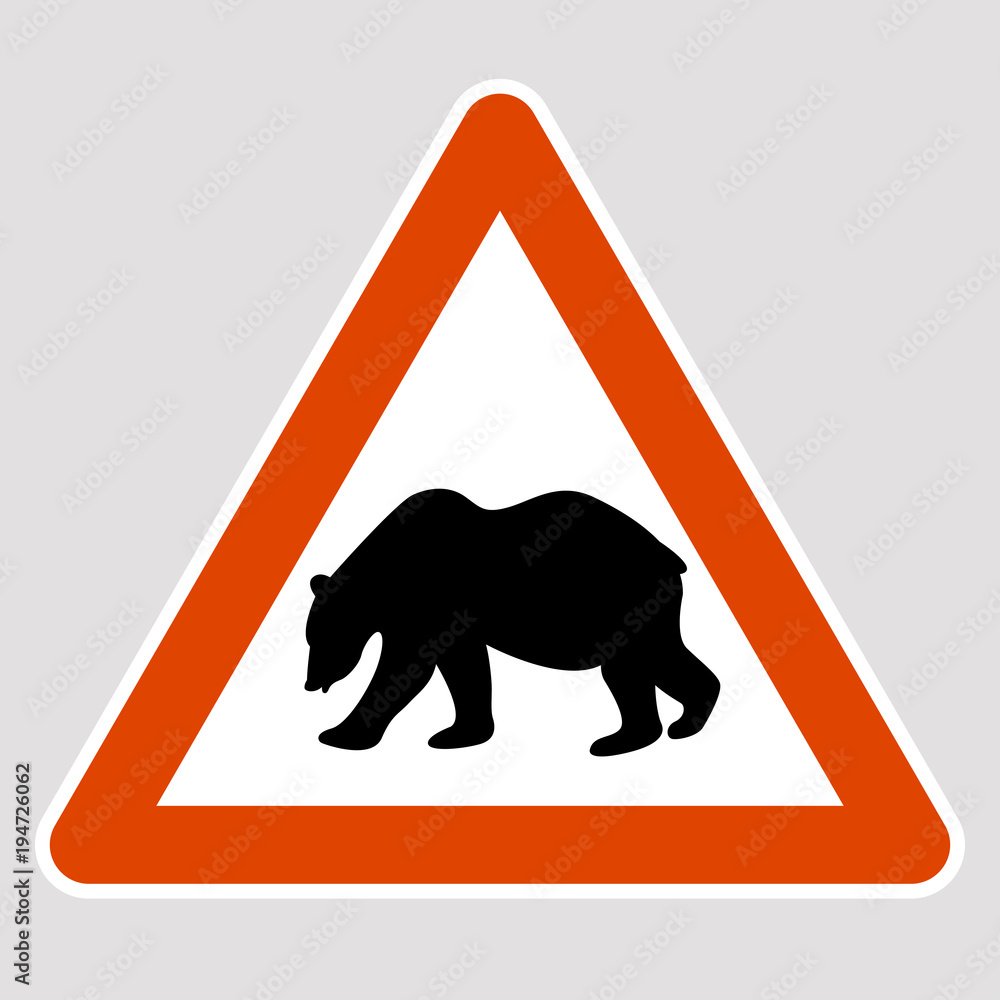 bear black silhouette road sign vector illustration Stock Vector ...