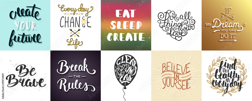 Set of vector motivational and inspirational lettering posters ...