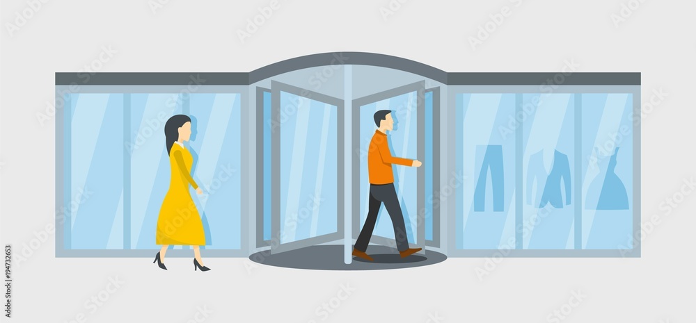 Revolving door banner. Flat illustration of revolving door vector ...