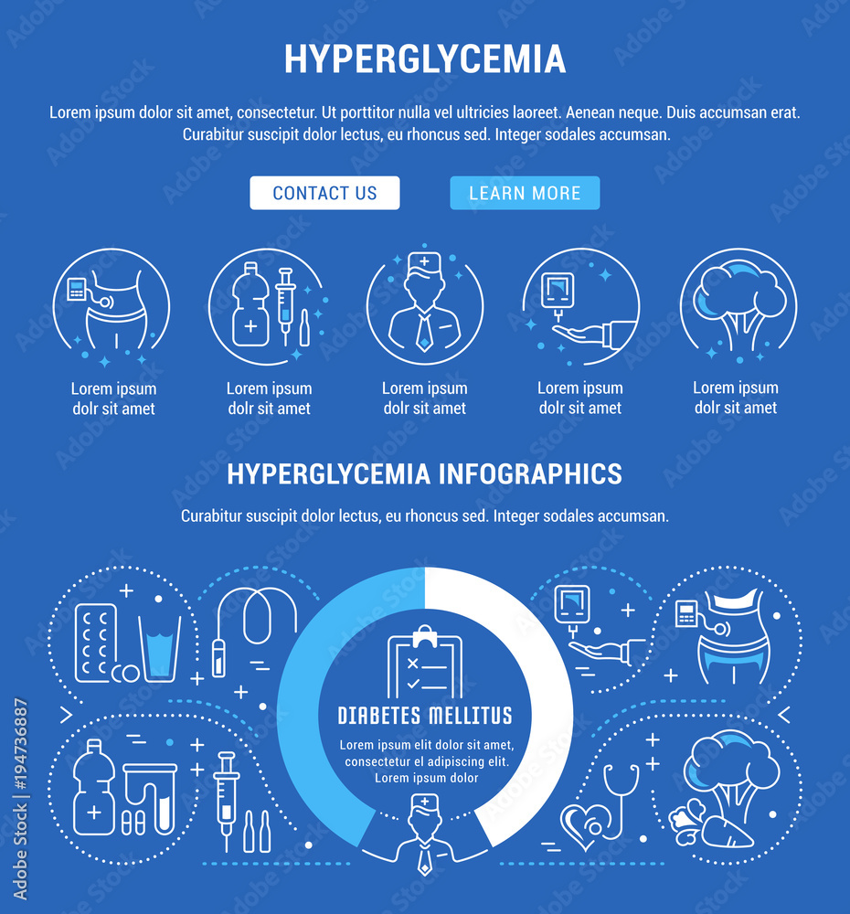 Website Banner and Landing Page of Hyperglycemia. Stock Vector | Adobe ...