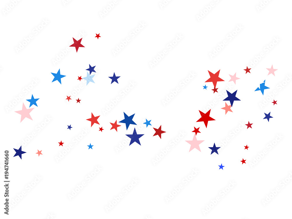 American Patriotic Deign, Vector Blue, Red, White Stars Confetti. Labor ...