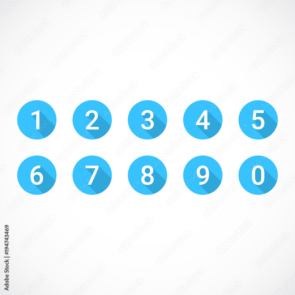 Set of 0-9 numbers. Set of blue number icons. Vector illustration Stock Vector | Adobe Stock