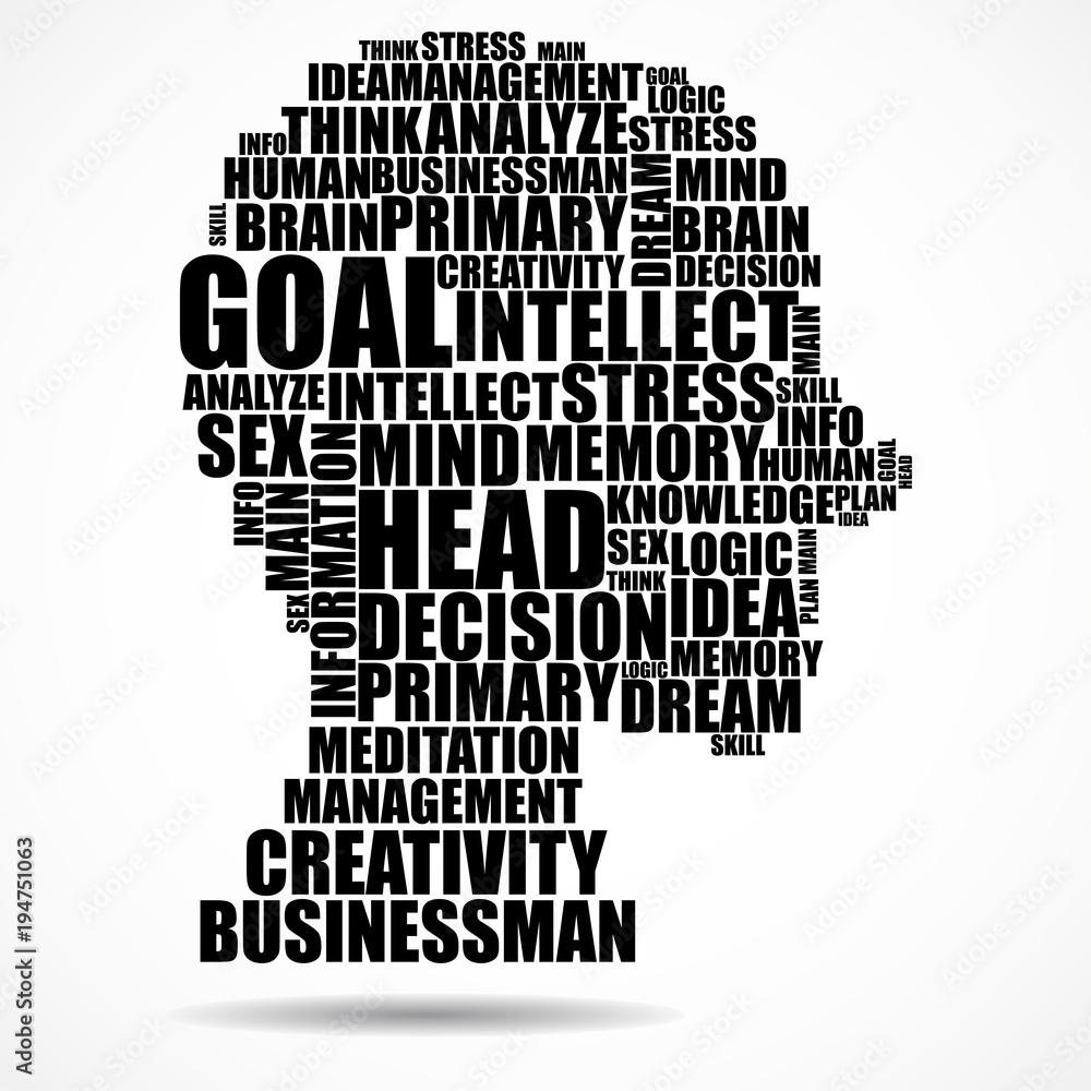 Abstract silhouette human head of words. Vector illustration. Eps 10 ...
