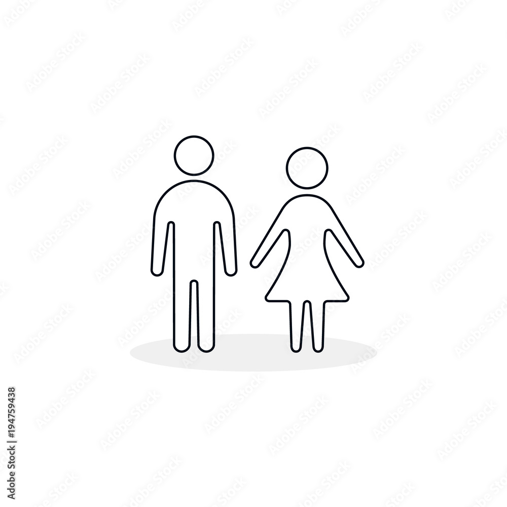 Boy and Girl, Child Line Icon. Children simple outline silhouette ...