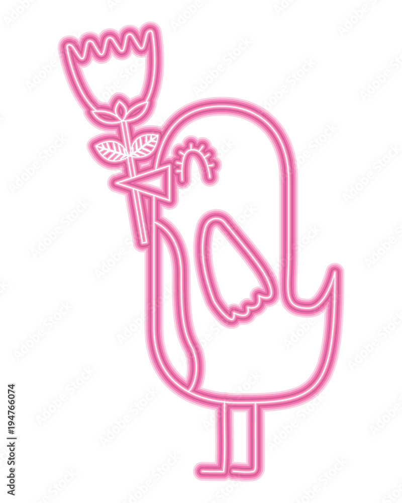 cartoon cute bird with flower in beak vector illustration Stock Vector ...