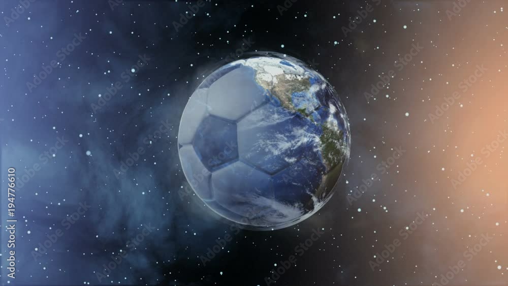 Soccer ball in the form of a planet in space,, maps and textures ...