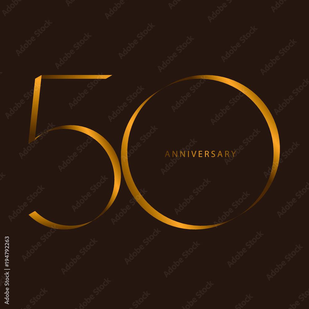 Handwriting celebrating, anniversary of number 50, 50th year ...