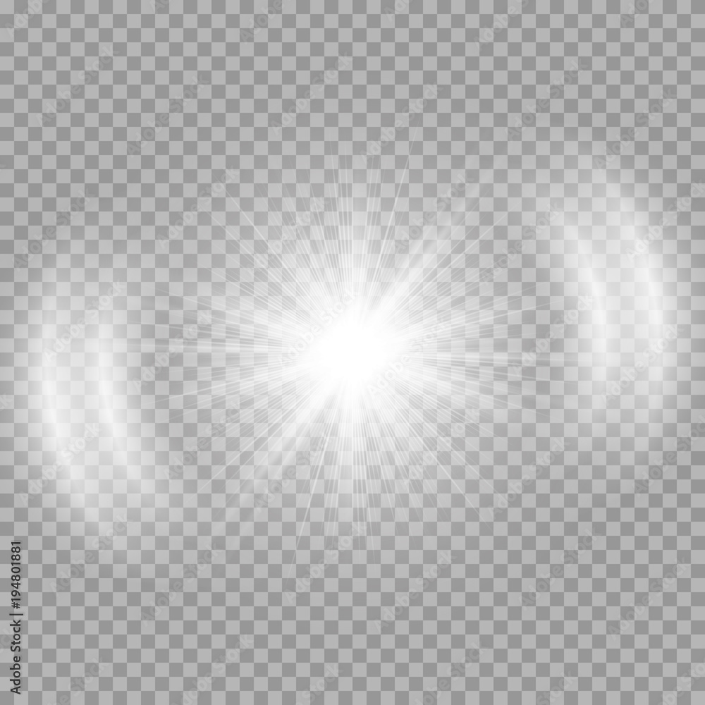 Bright white highlight from the lens on a transparent background ...