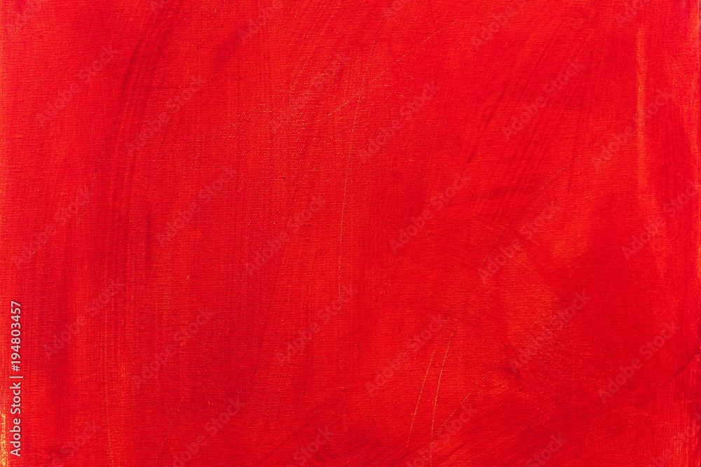 abstract acrylic red painted canvas texture background with brush ...