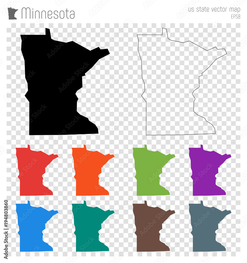 Minnesota high detailed map. Us state silhouette icon. Isolated ...