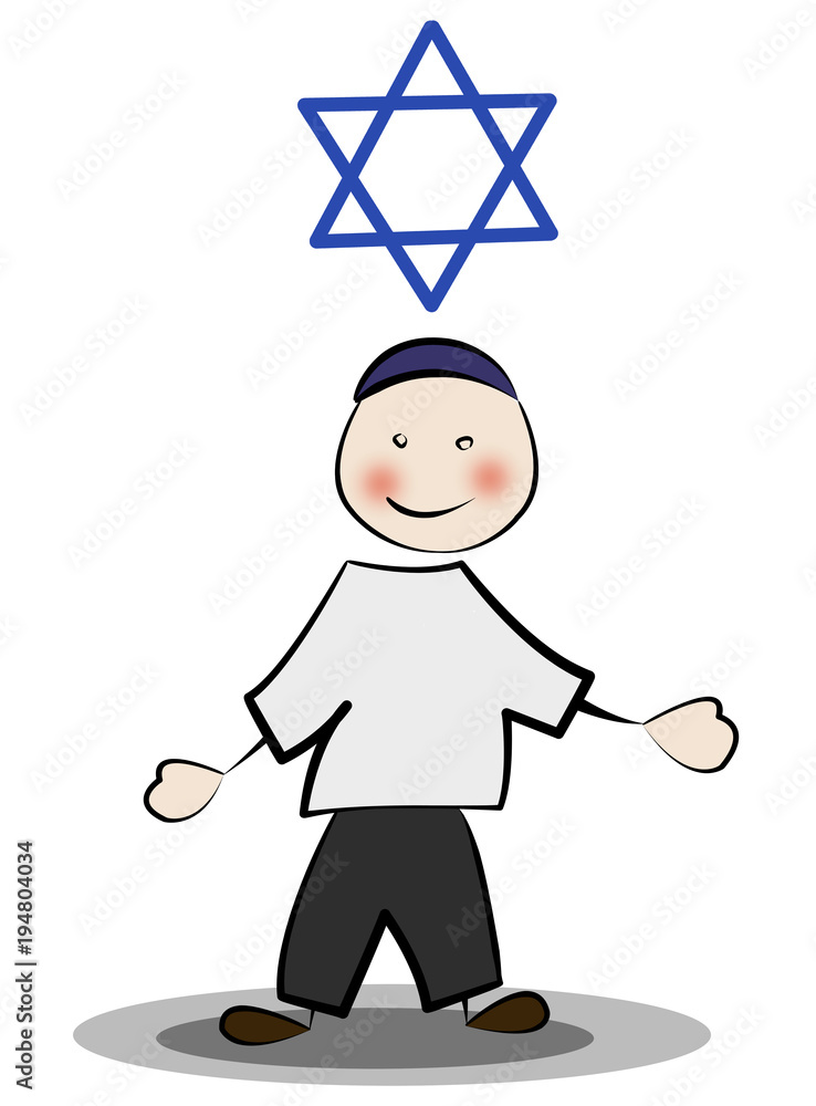 Jude mit Kippa und Davidstern Stock Illustration | Adobe Stock