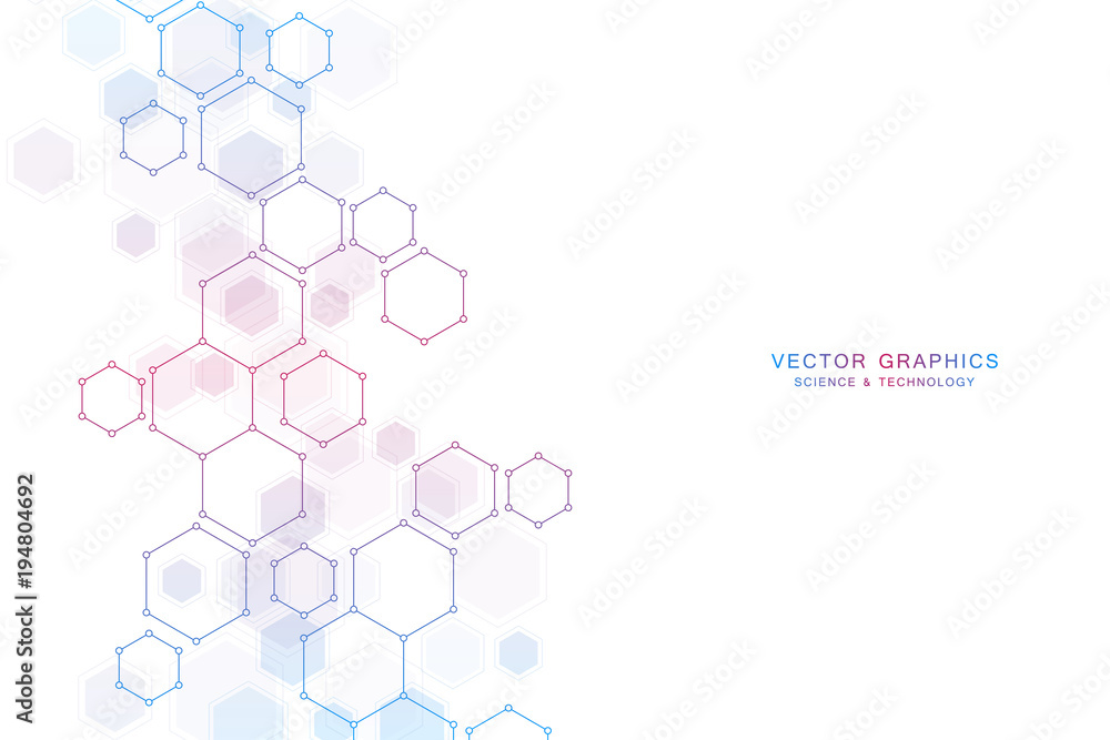 Abstract science background with hexagons and molecules. Stock Vector ...