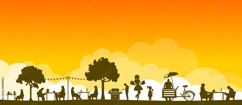 Silhouette Biergarten Stock Vector Adobe Stock