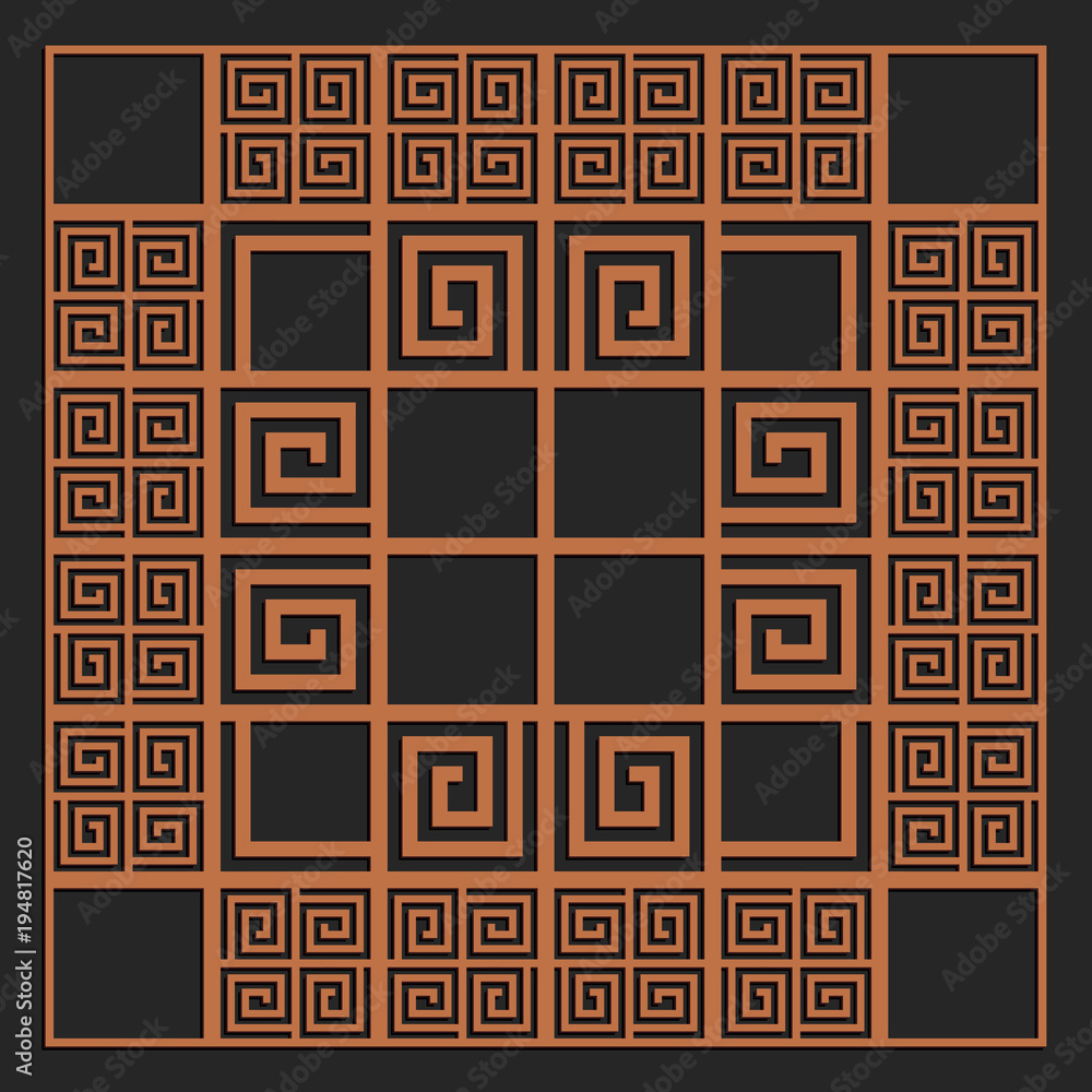 Laser cut pattern. Greek design. Floor, door or window panel with ...