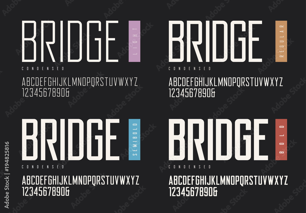 Condensed light regular semibold bold sans serif. Vector typefac Stock ...