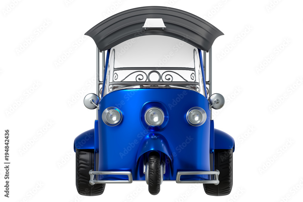 3d rendering front views isometric cartoon style of Tuk Tuk, Thai ...