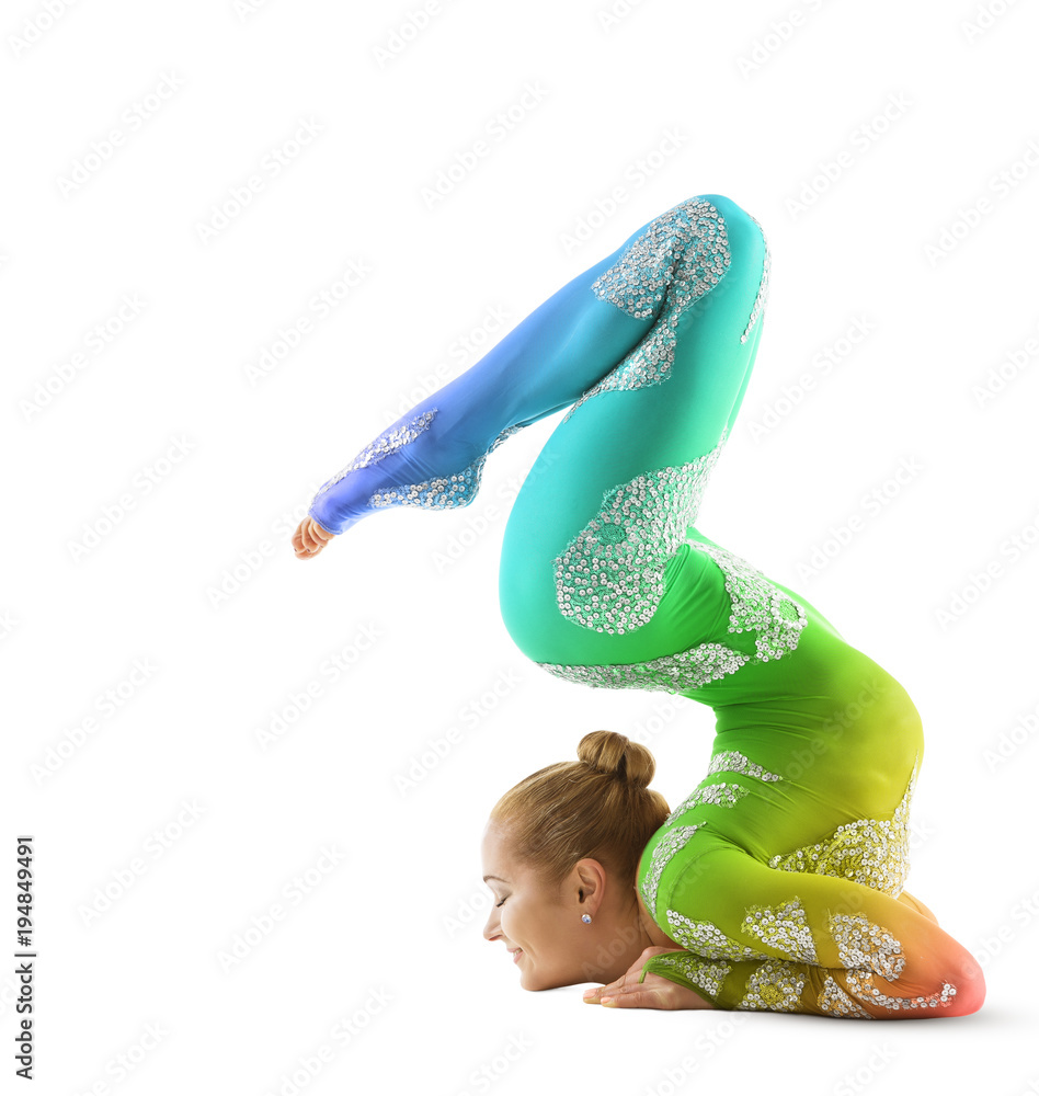 Flexible Circus Performer, Acrobat Dancer in Multicolored Costume ...
