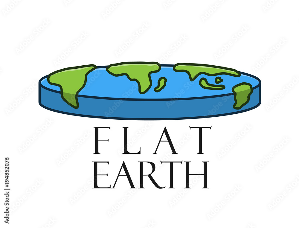 Flat Earth Logo, a hand drawn vector cartoon illustration of a flat ...