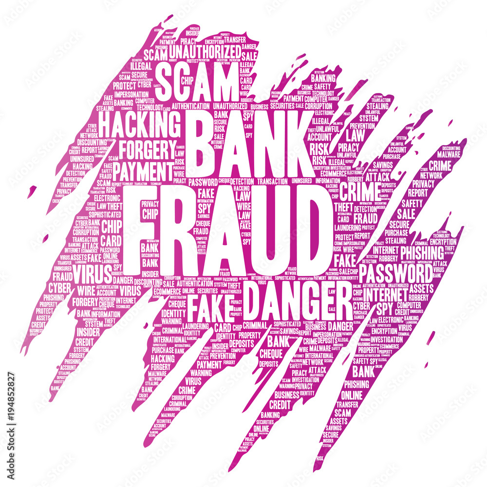 Vector conceptual bank fraud payment scam danger paint brush word cloud ...