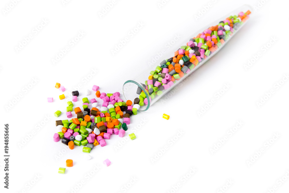 Plastic pallets .Multicolored Plastic granules. Polymeric dye ...