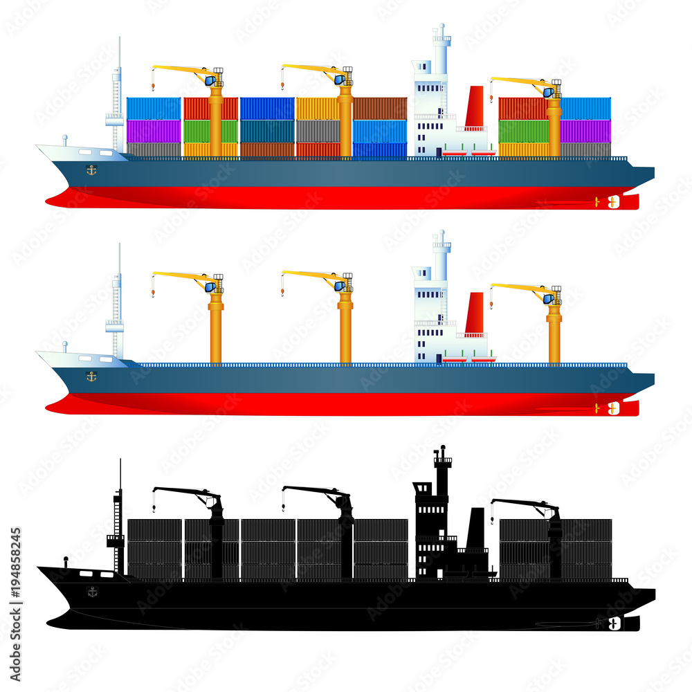 Container ship, side view, isolated, vector Stock Vector | Adobe Stock