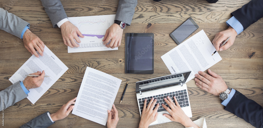 Business team working with contract Stock Photo | Adobe Stock