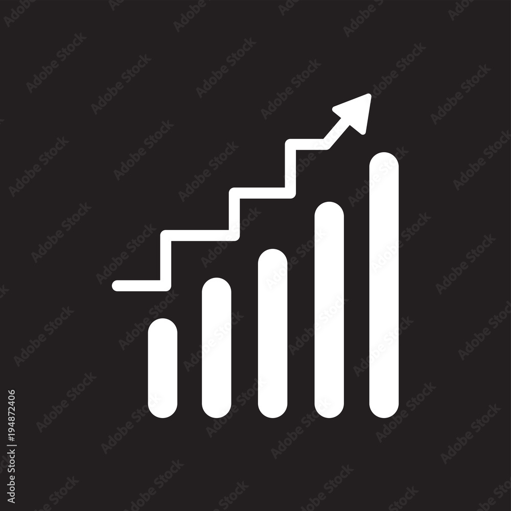 continuous improvement icon,flat vector sign isolated on black ...