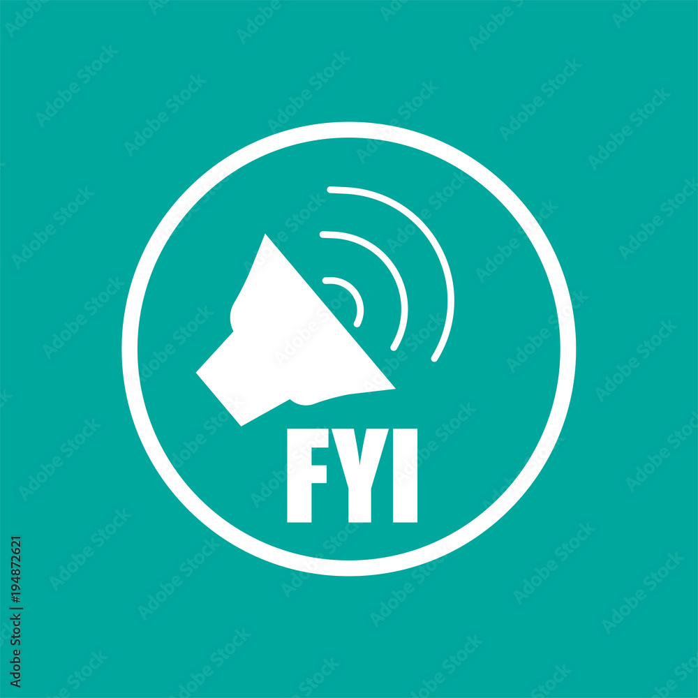 fyi icon,flat vector sign isolated on green background. Simple vector ...