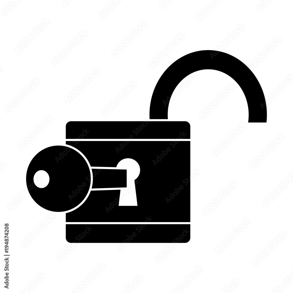 open padlock key security information digital vector illustration ...
