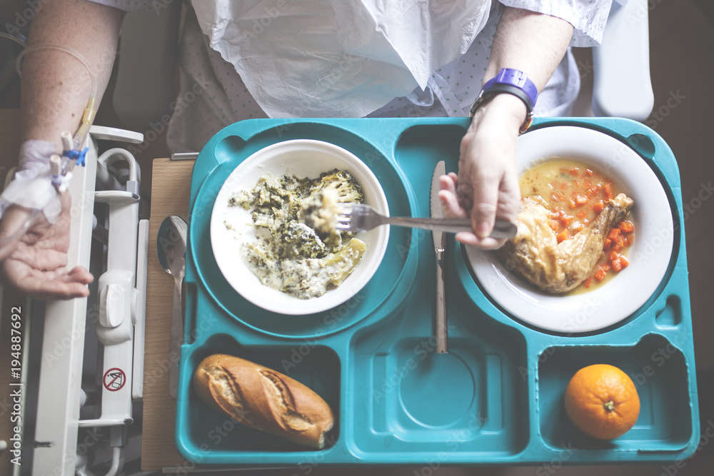 tray with hospital food Stock Photo | Adobe Stock