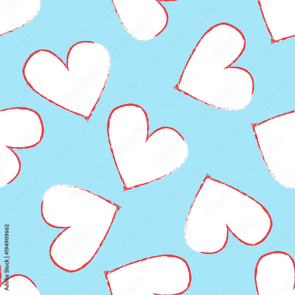 Abstract seamless heart pattern. Vector, minimalist white hearts on ...